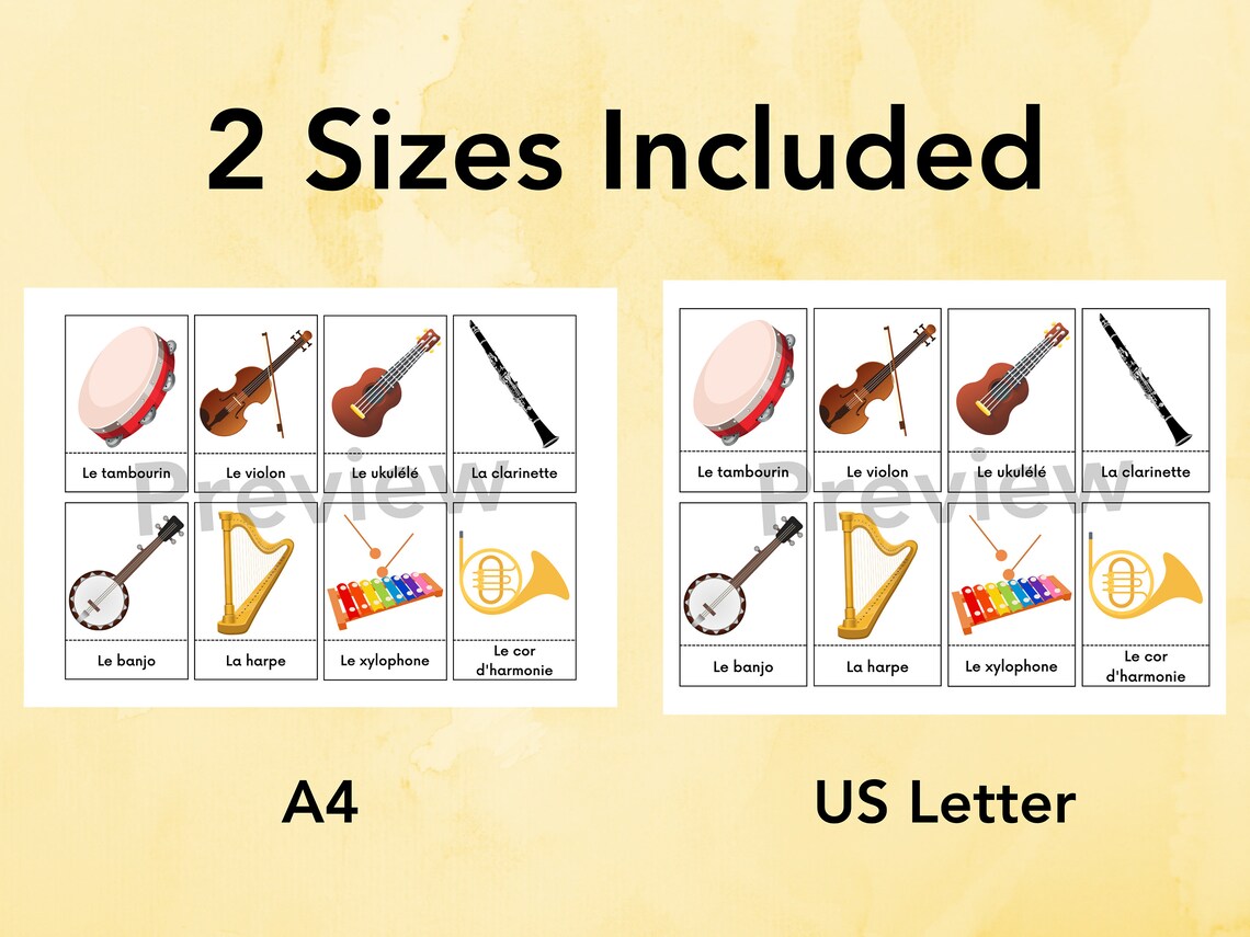 French Instrument Flashcards, French Music Vocabulary, Montessori ...