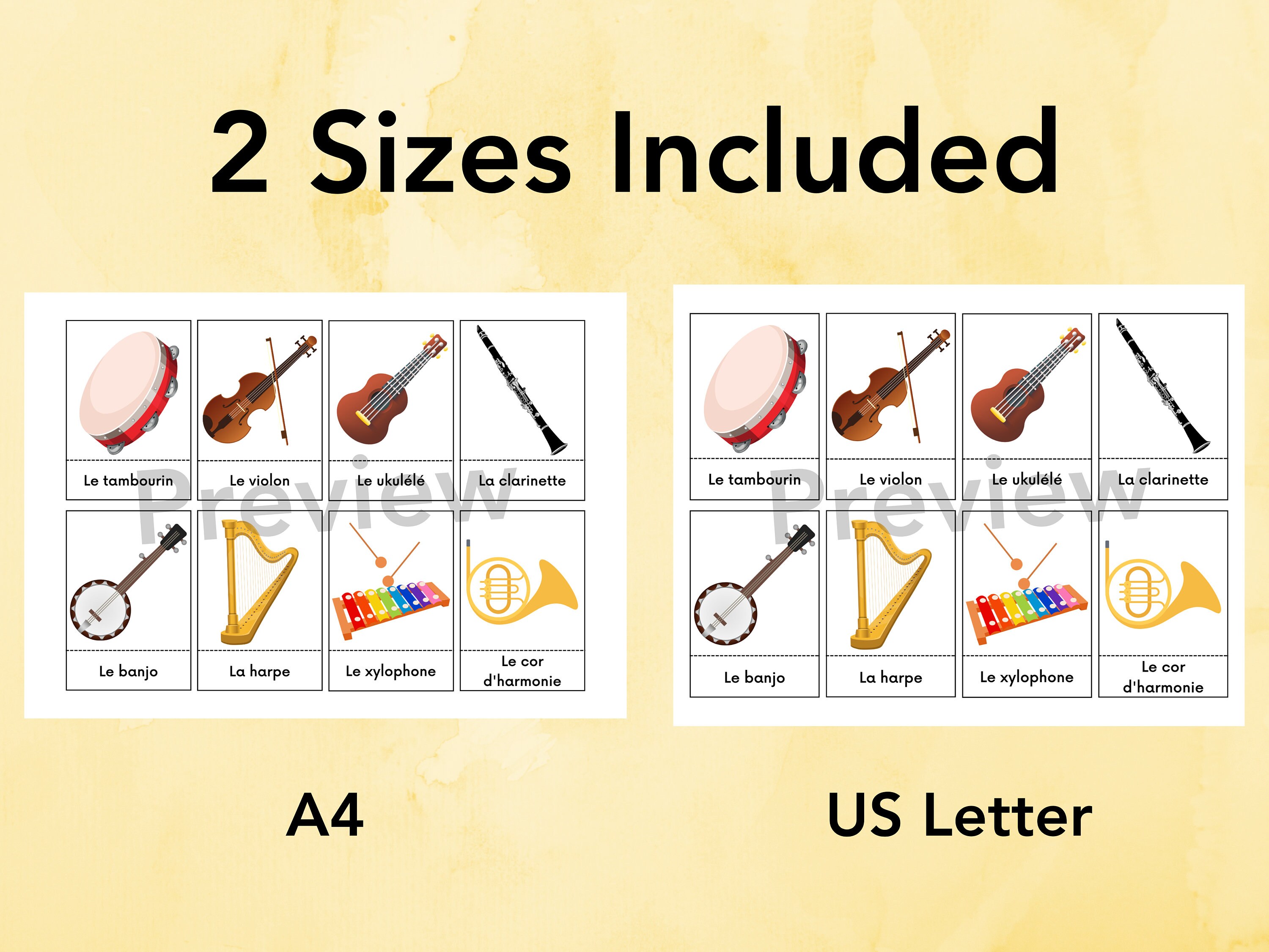 French Instrument Flashcards, French Music Vocabulary, Montessori ...