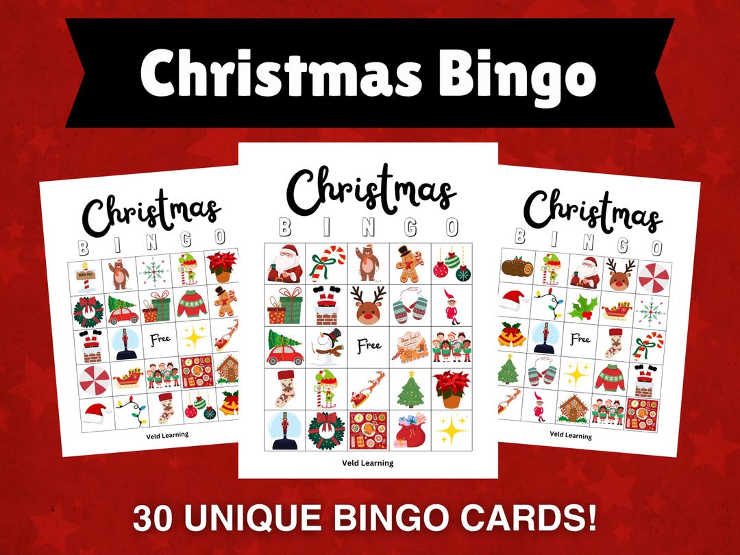 Christmas Bingo Game, 30 Printable Bingo Cards, Kids Holiday Activity ...