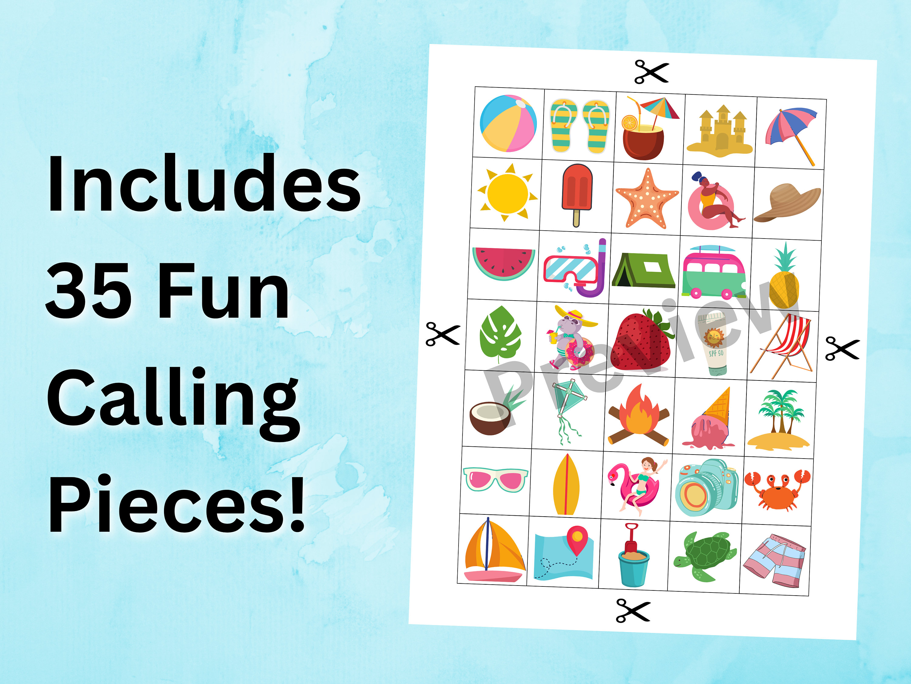Summer Bingo, 30 Printable Bingo Cards, Fun Summer Activity for Kids ...