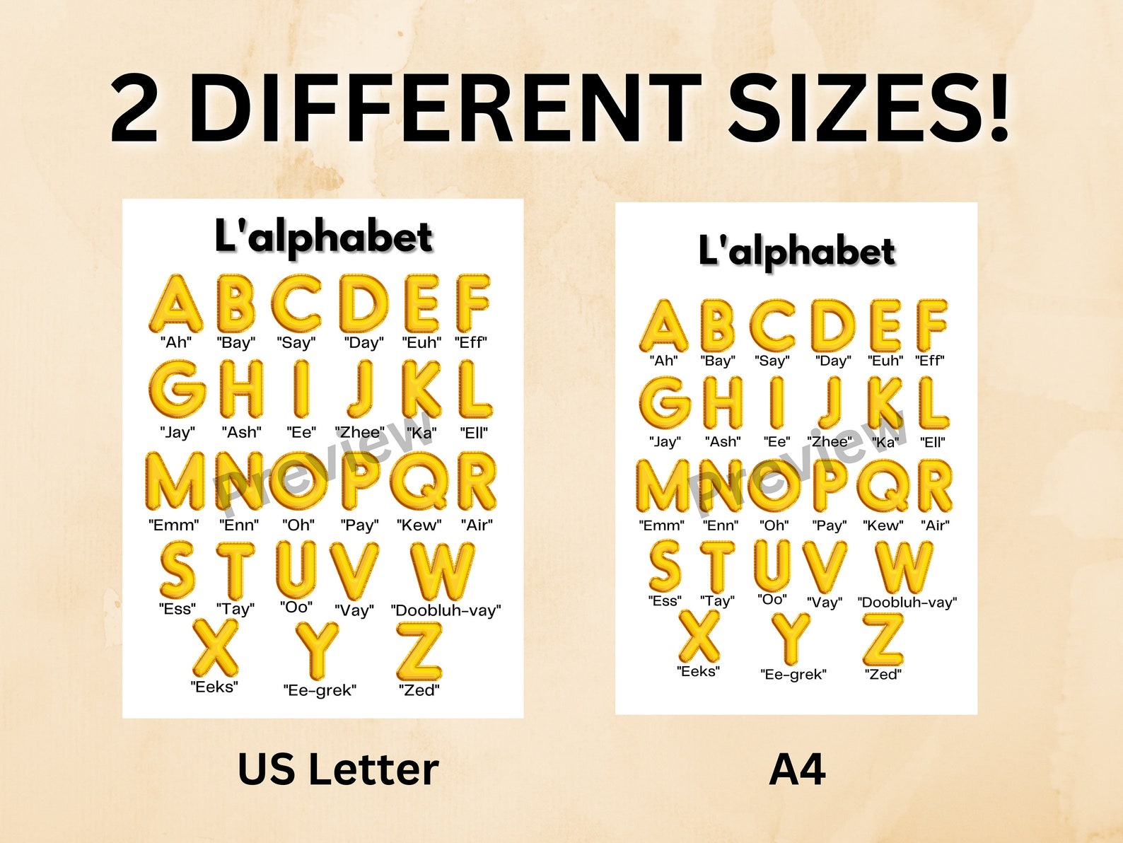 French Alphabet Poster Art, French Classroom Wall Decor, Bilingual ...