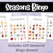 Seasonal Bingo, Spring Summer Fall Winter Bingo, 120 Printable Bingo ...