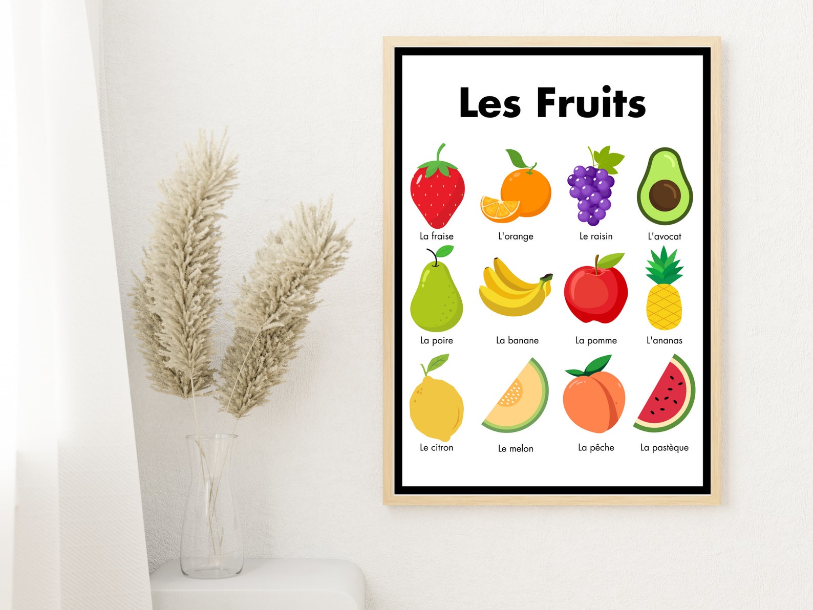 French Fruits Poster Decor, Classroom Wall Art, French Bilingual ...