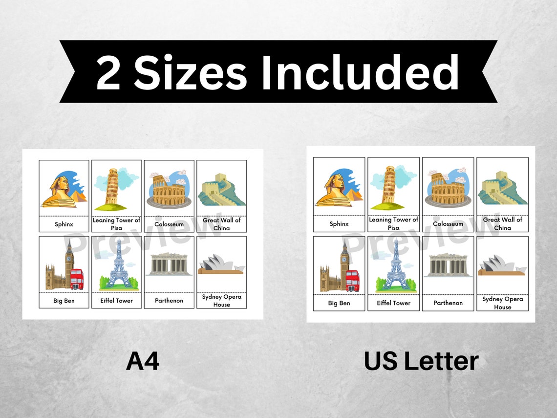 World Landmark Flashcards, Famous Geography Flash Cards, Homeschooling ...