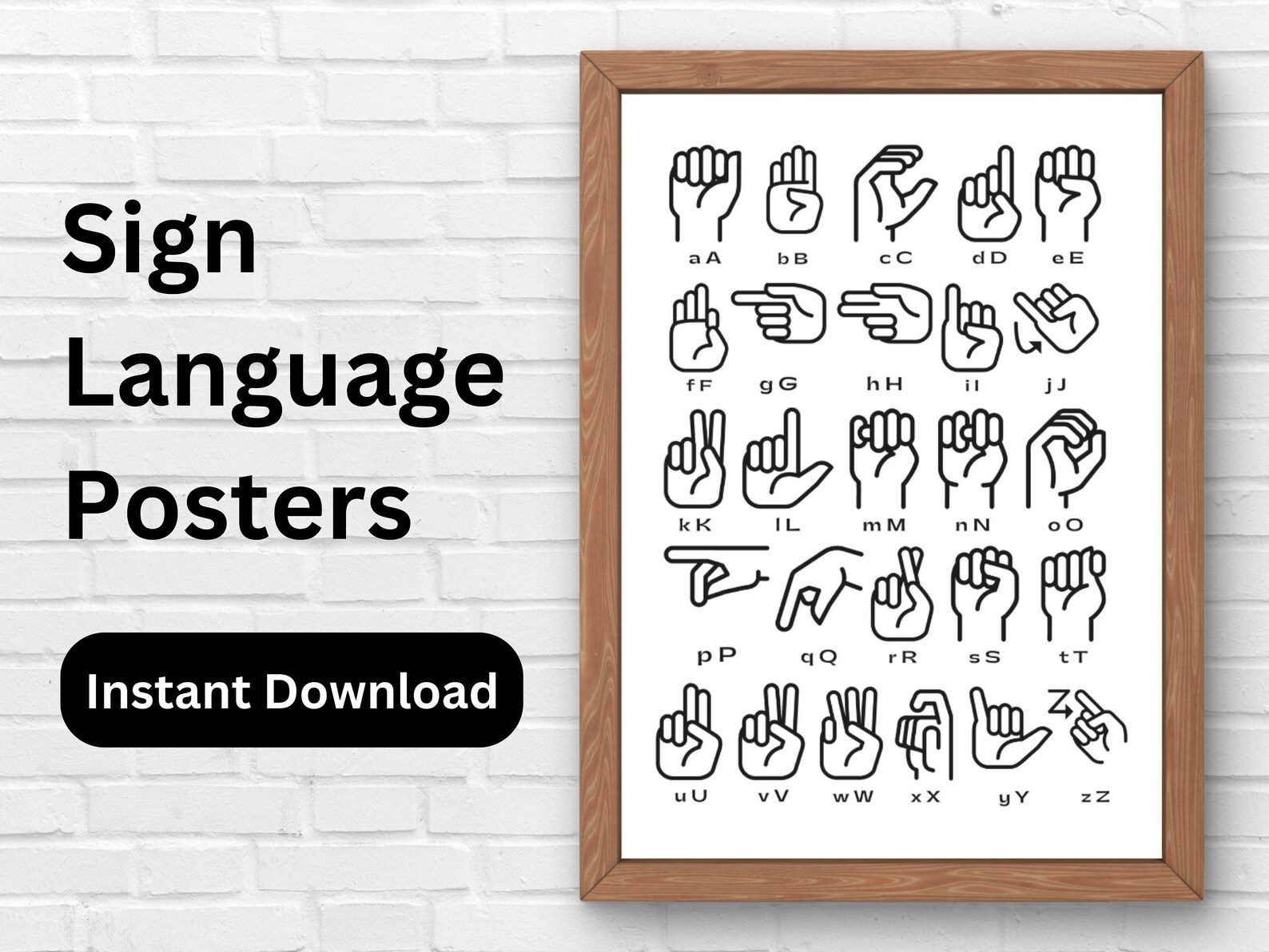 Sign Language Alphabet Poster ASL Alphabet Decor Learn Sign - Etsy