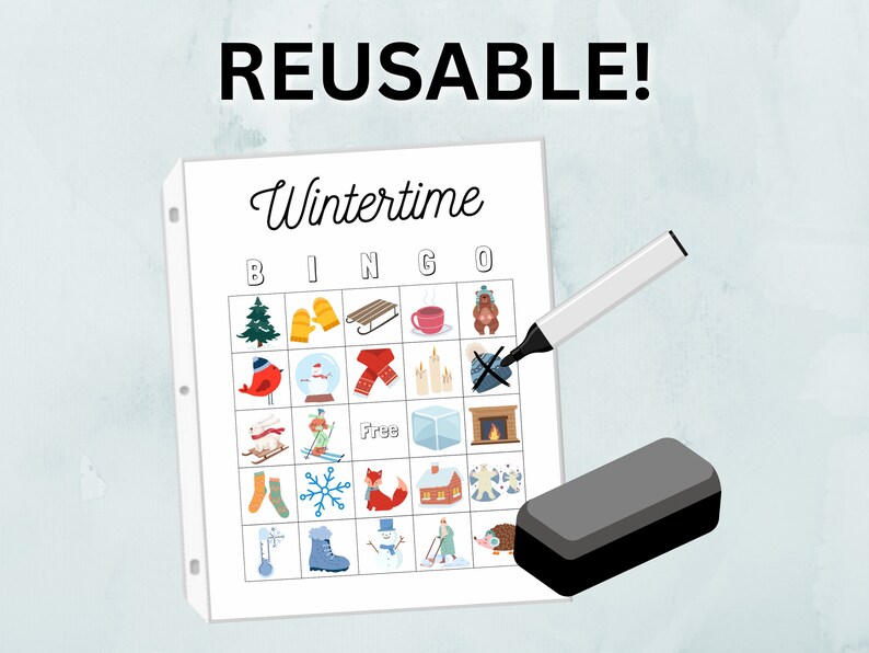 Winter Bingo, 30 Printable Bingo Cards, Winter Wonderland Activity for ...