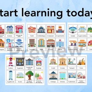 French Location Flashcards, French Places Vocabulary, Montessori ...