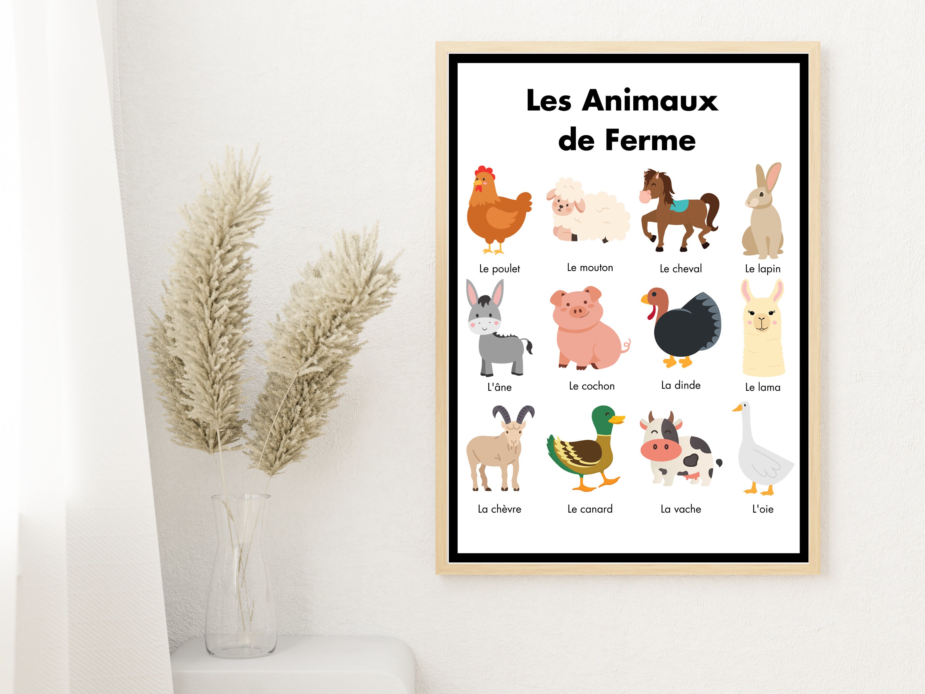 French Farm Animals Poster, French Vocabulary Classroom Art, Français ...