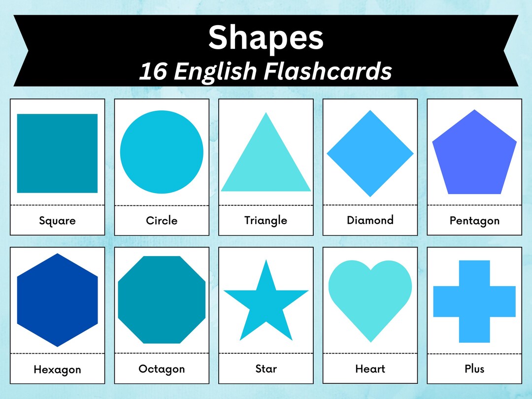 16 English Shape Flashcards, Kids Geometry Flashcards, ESL Teaching ...