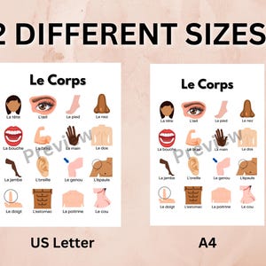 French Body Part Vocabulary Poster, French Classroom Wall Art, Learn ...