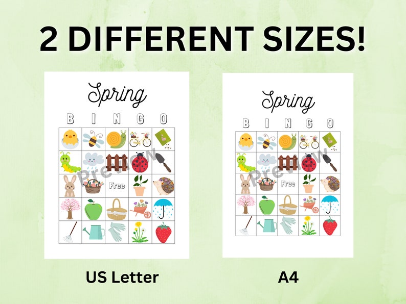 Spring Bingo, 30 Printable Bingo Cards, Fun Spring Activity for Kids ...