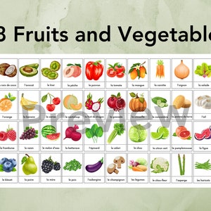 French Fruits & Vegetable Flashcards, French Flashcards for Kids ...