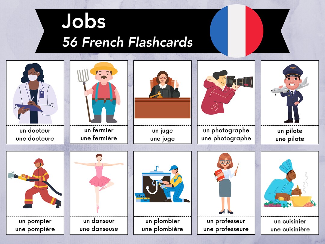 French Jobs Flashcards, French Professions Vocabulary, Montessori ...