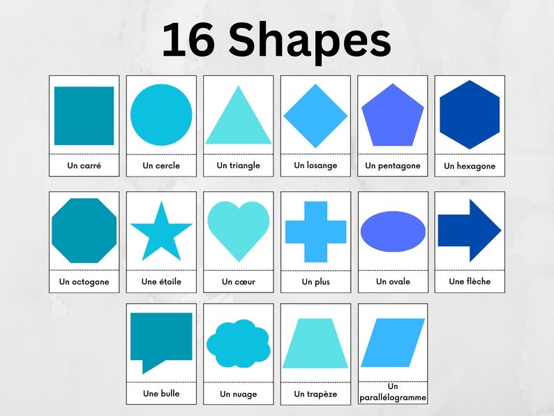 French Shape Flashcards, French Geometry Vocab, Montessori Bilingual ...