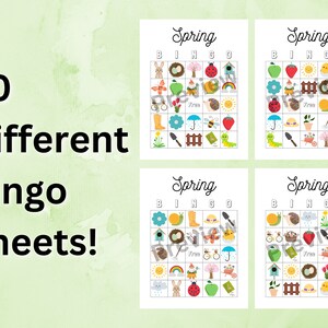 Spring Bingo, 30 Printable Bingo Cards, Fun Spring Activity for Kids ...