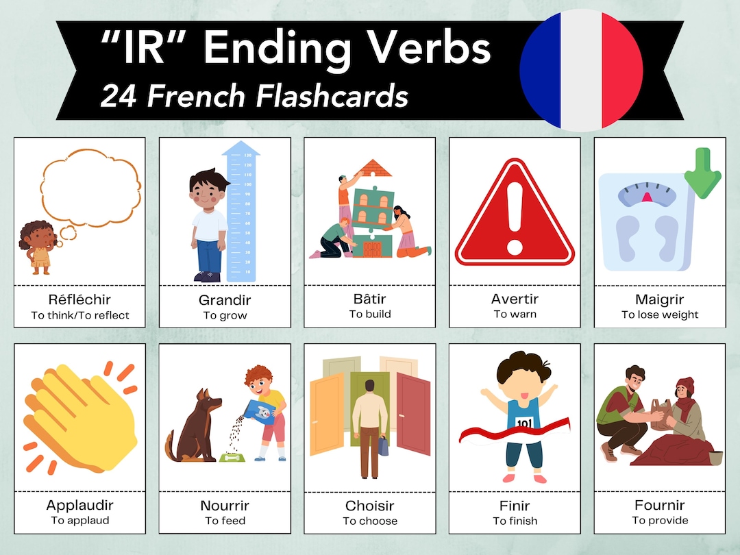 French Ir Verb Flashcards: French Vocabulary Learning (digital Download ...