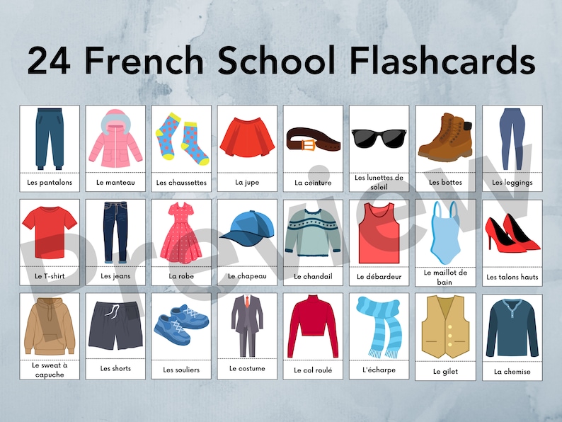 French Clothing Flashcards, Beginner French Fashion Vocabulary ...