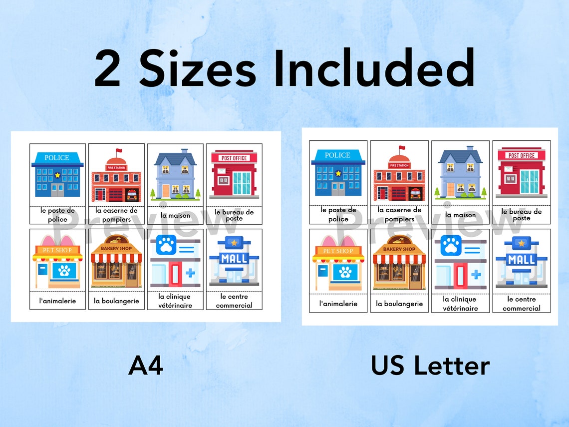 French Location Flashcards, French Places Vocabulary, Montessori ...