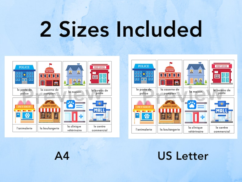 French Location Flashcards, French Places Vocabulary, Montessori ...