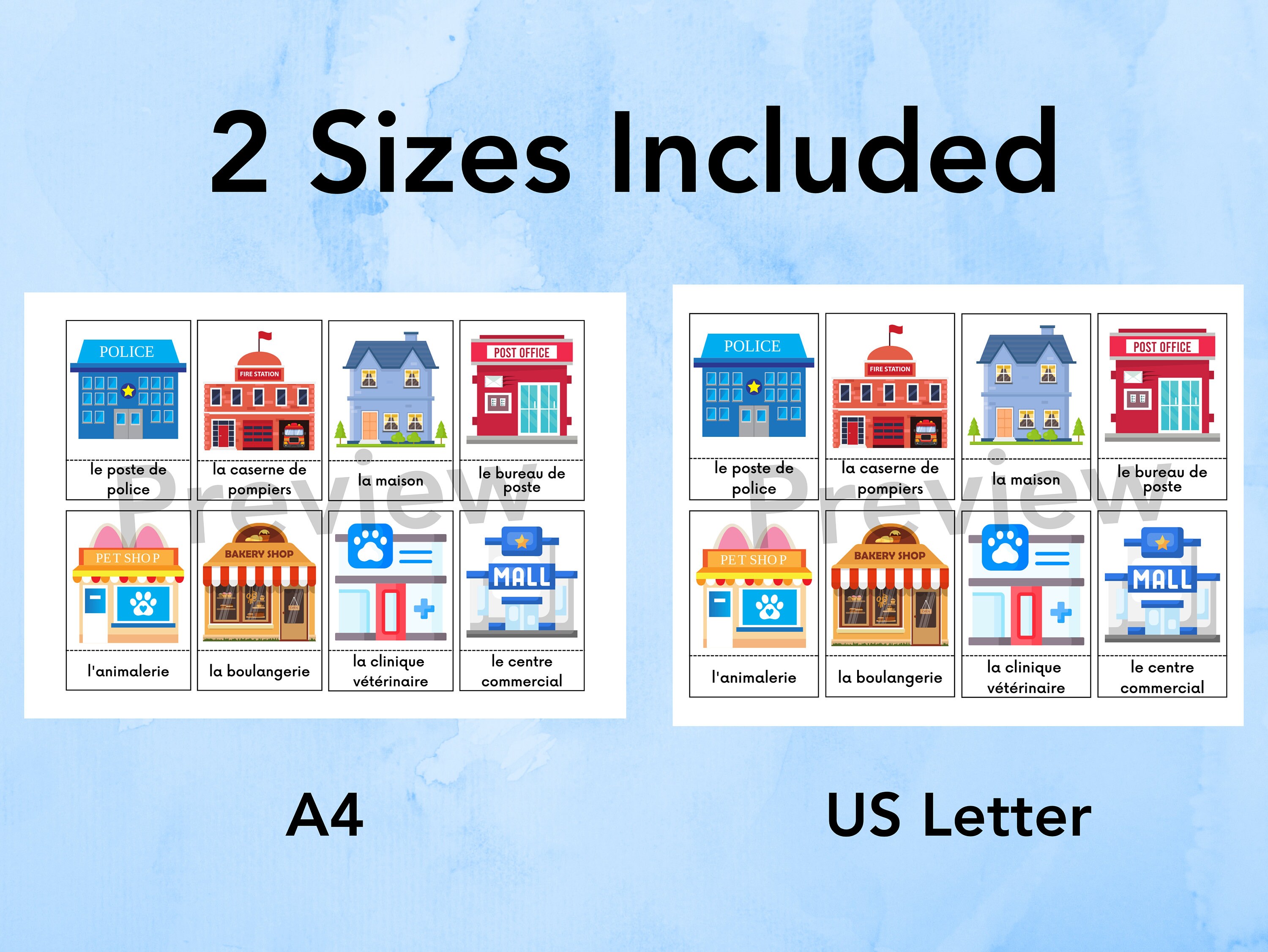 French Location Flashcards, French Places Vocabulary, Montessori ...