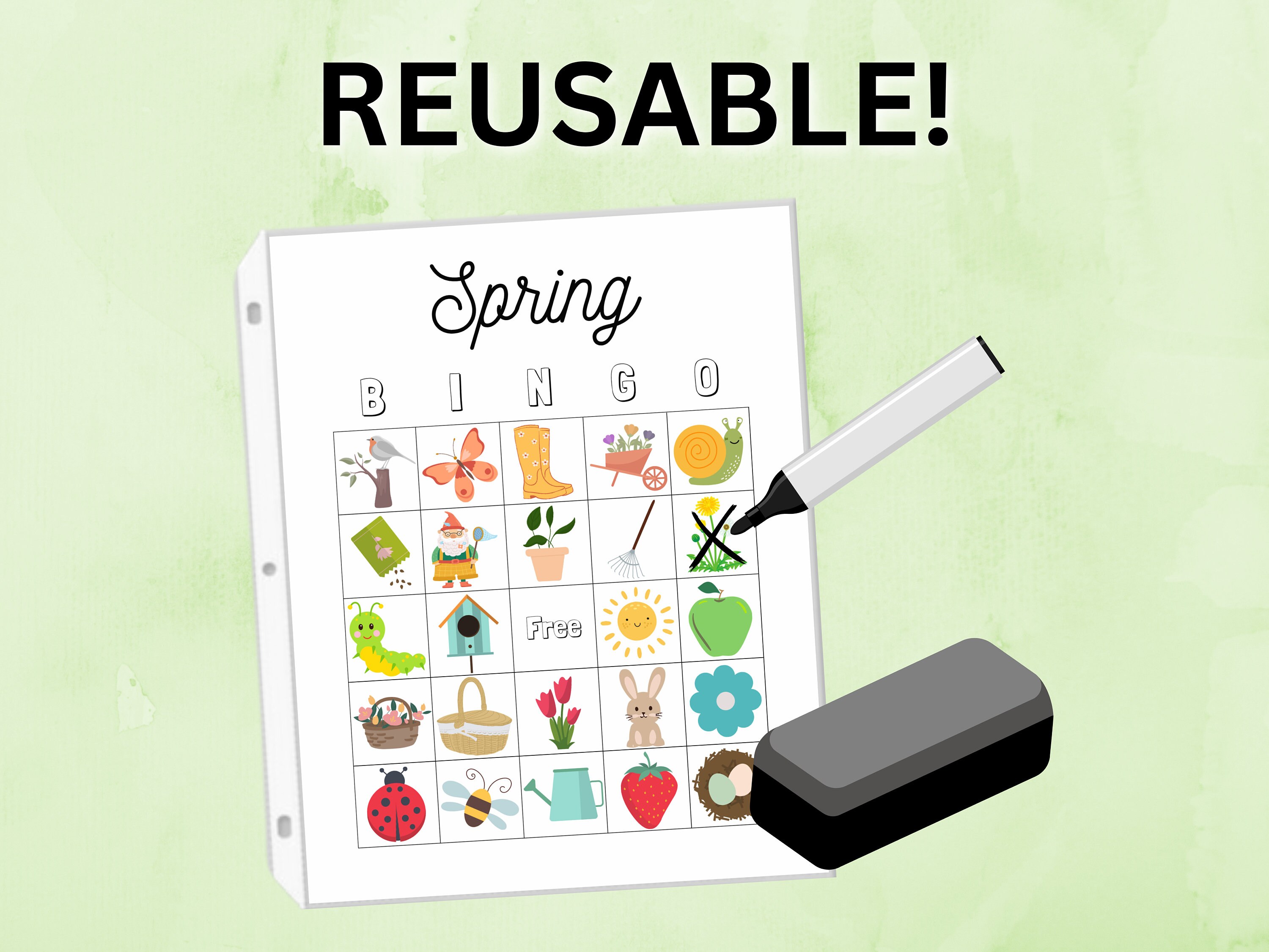 Spring Bingo, 30 Printable Bingo Cards, Fun Spring Activity for Kids ...