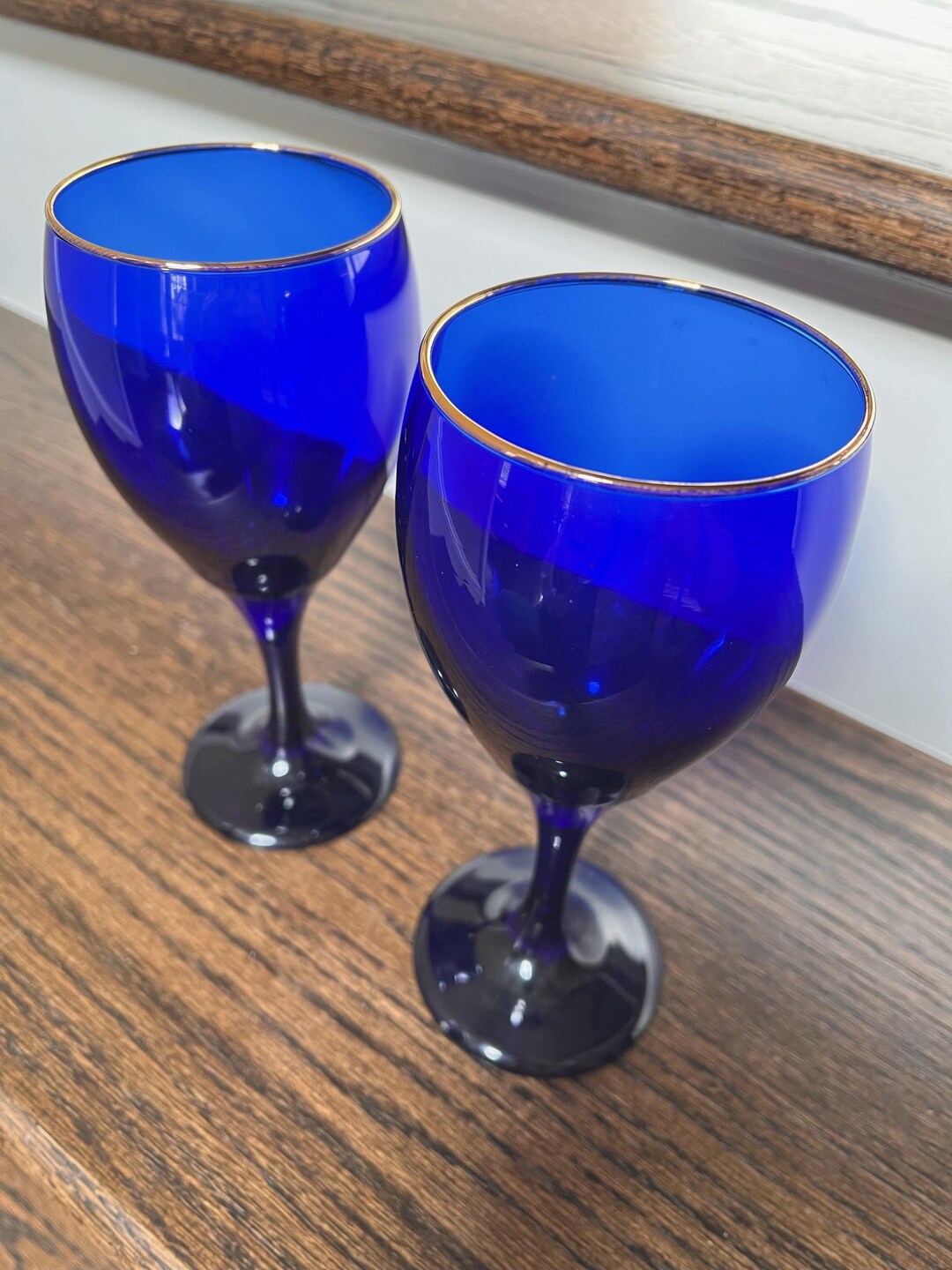 Vintage Libbey Cobalt Blue Gold Trim Metropolitan Water Goblets - Etsy