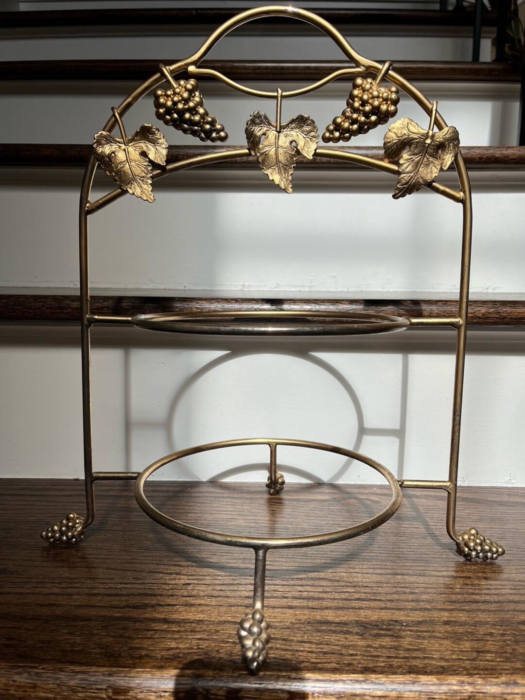 15" Godinger Gold 2 Tier Plate Holder Buffet Serving Stand Pie Holder ...