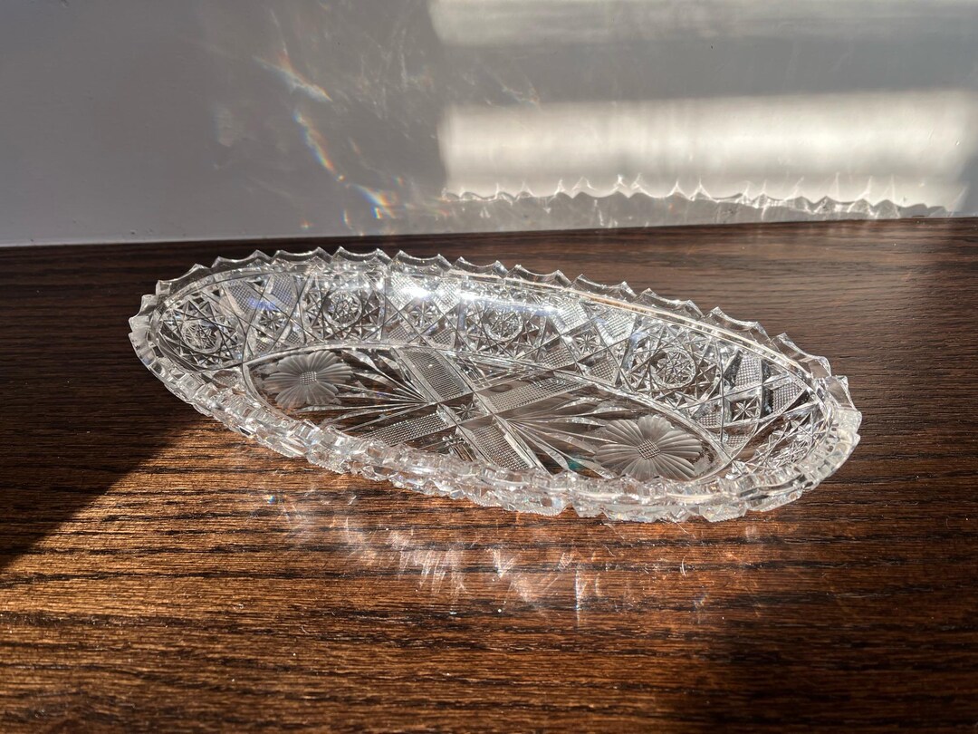 American Brilliant Cut Glass Celery or Relish Dish - Etsy
