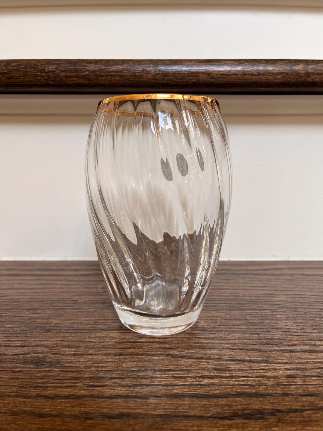 Vintage Lenox Gold Rim Crystal Vase - Etsy