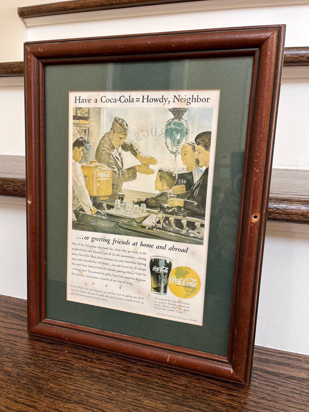 Matted Framed 1944 Coca Cola Soft Drink Coke Vintage Color Print Ad ...