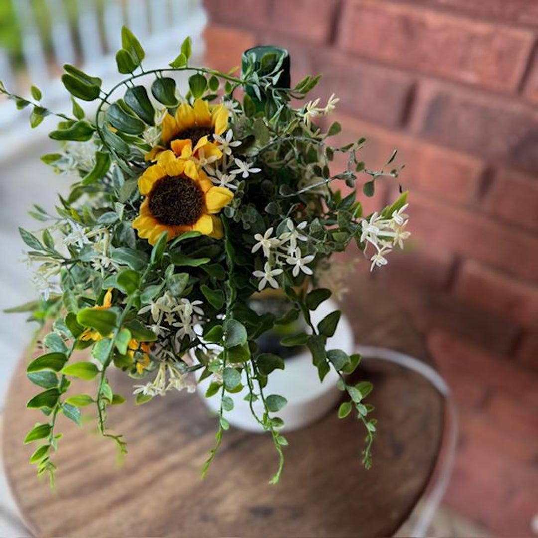 Sunflower Bottle Topper Bouquet: Floral Wine & Candle Decor - Etsy