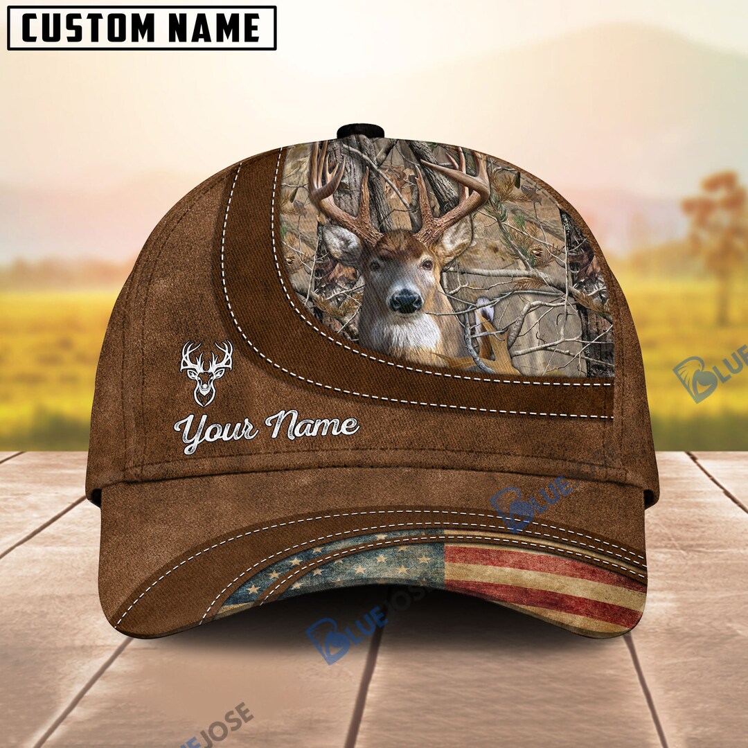 Bluejose Deer Hunting Leather Pattern Personalized Cap - Etsy