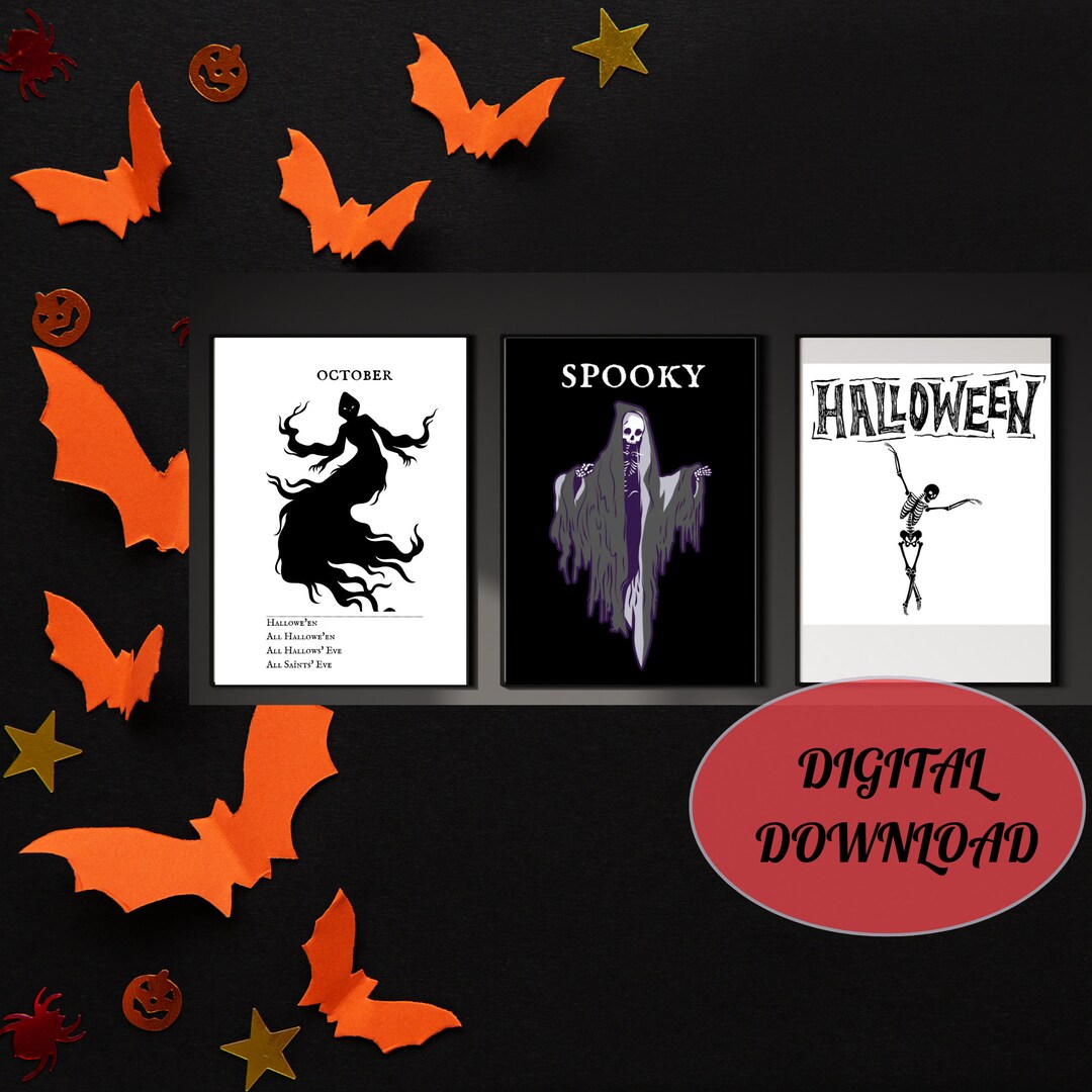 Halloween Gallery Wall Set I Halloween Art Prints Halloween - Etsy
