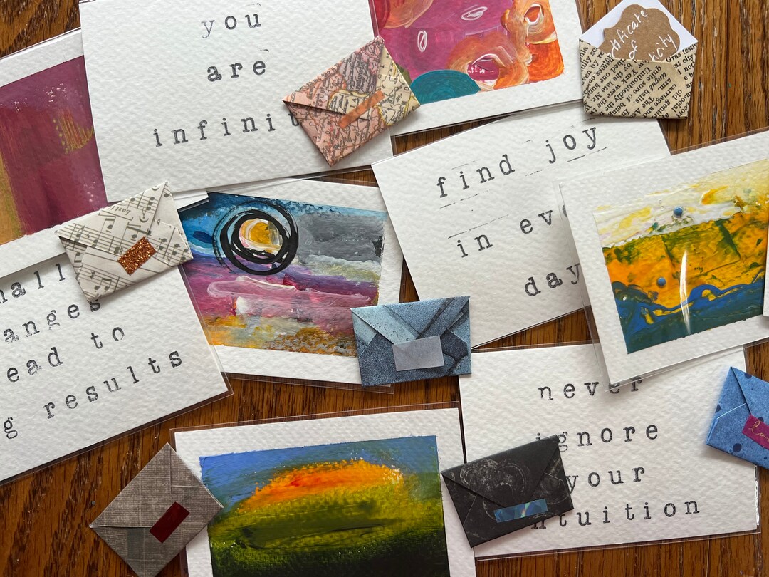 Mini Original Art Inspirational Cards 2.5x3.5 With Mini Certificates of ...
