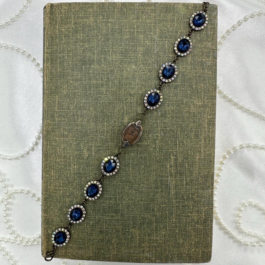 Blue Stone Chain Bracelet With Vintage Copper 14k GF Watch - Etsy