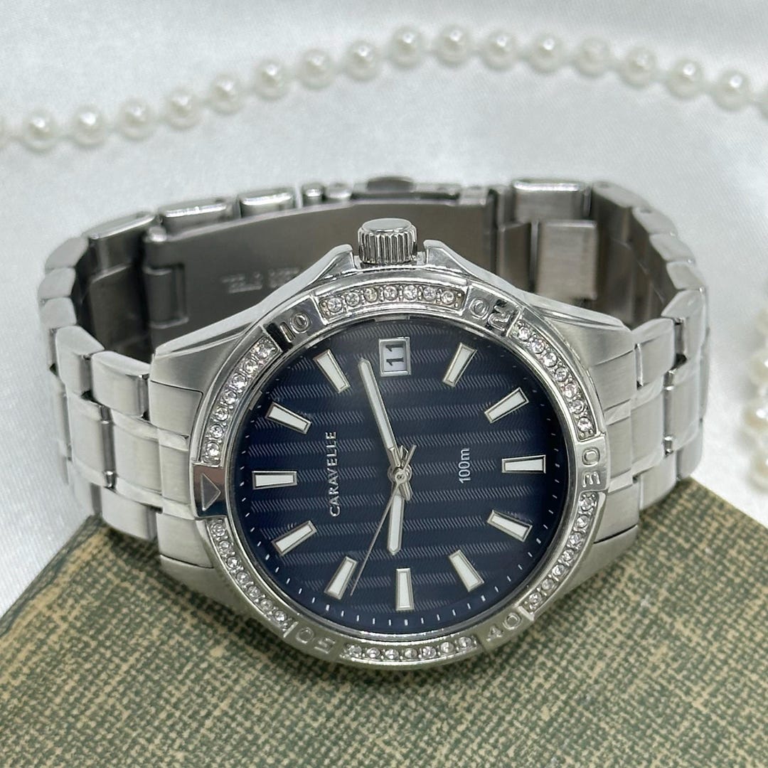 Blue Dial Caravelle Diamanté Watch - Etsy