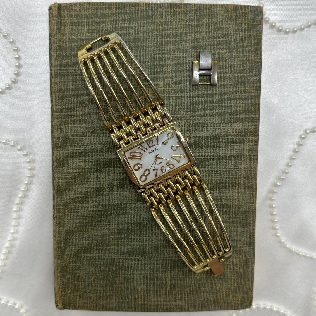 Chunky Gold Cuff Watch With Mother of Pearl Dial - Etsy
