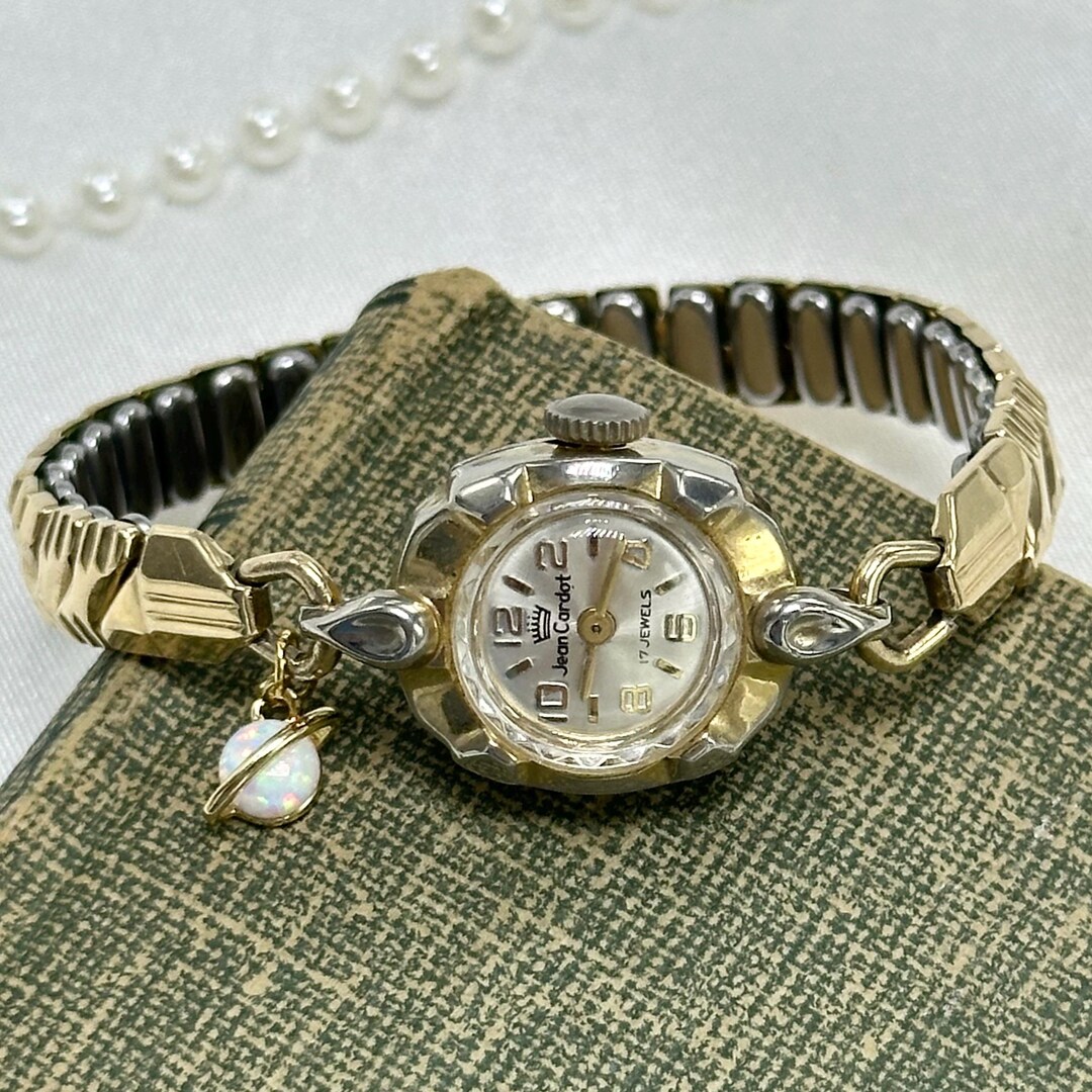 Vintage Jean Cardot Wind up Gold Watch With Opal Saturn Charm - Etsy