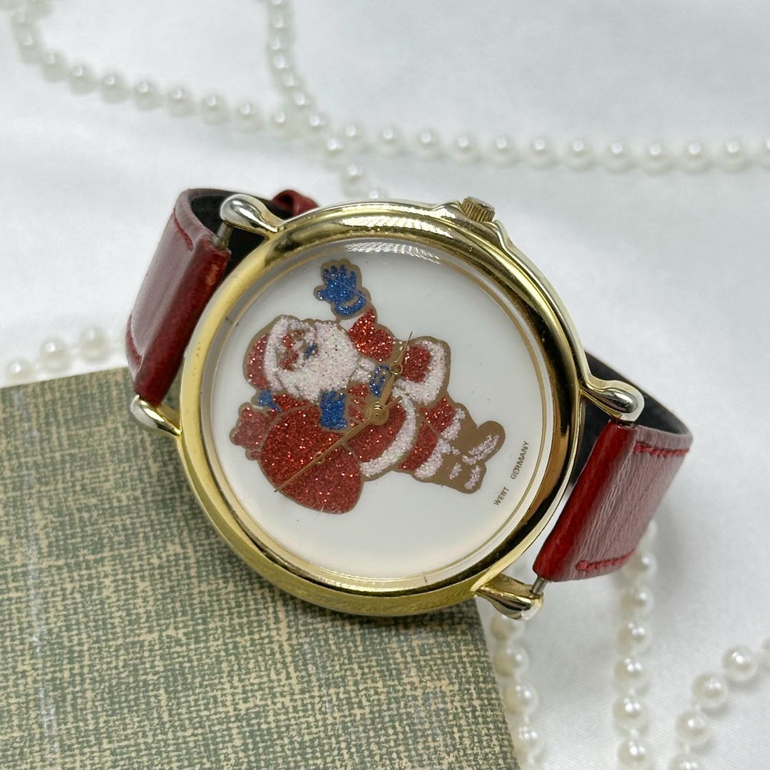 Vintage Glitter Dial Santa Watch - Large Dial - Etsy