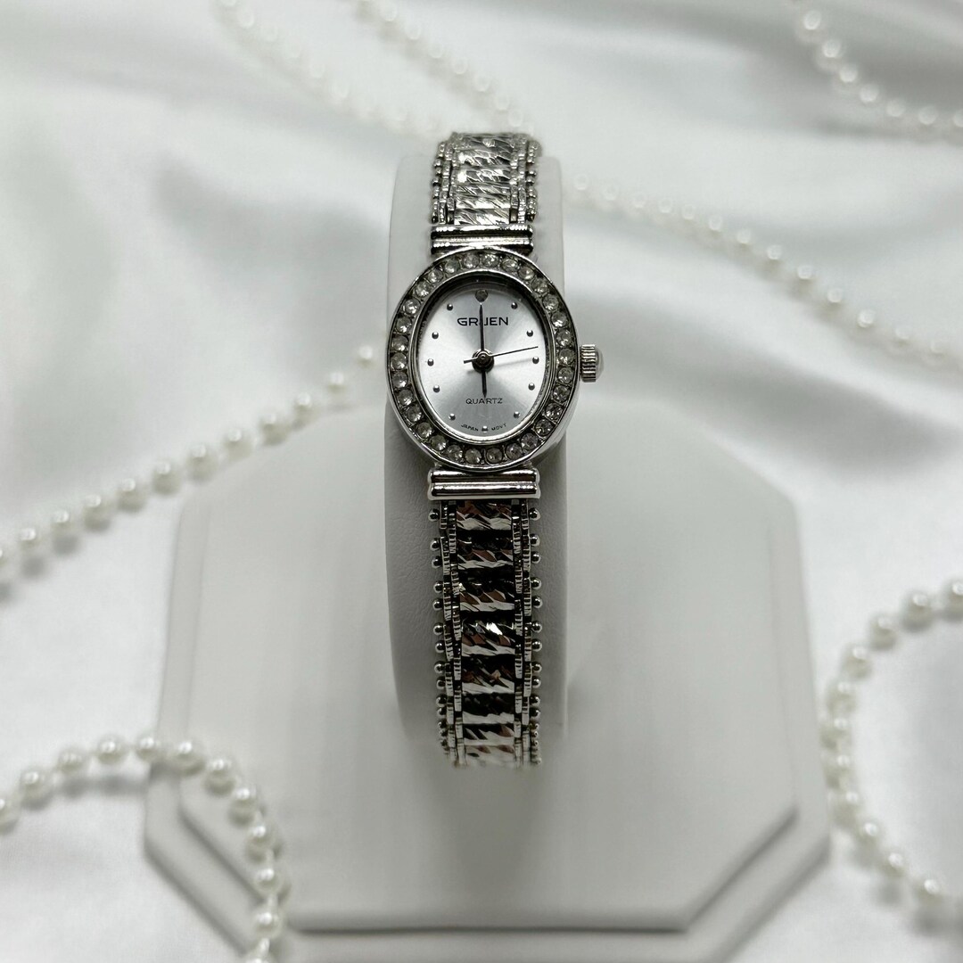 Silver Diamanté Gruen Watch With Unique Band - Etsy