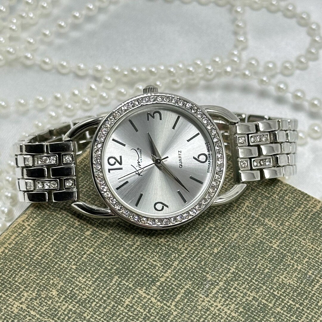 Vintage Silver Kim Rogers Watch With Round Diamanté Dial - Etsy