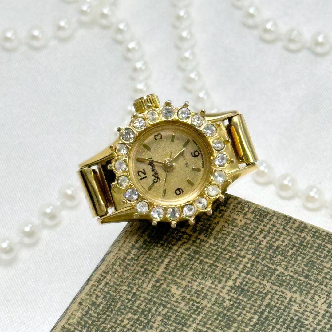 Gold Diamanté Watch Ring - Etsy