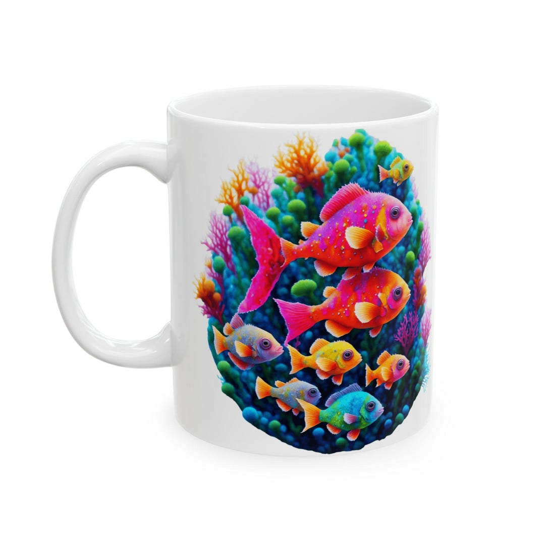 Ocean Fish Ceramic Mug, Marine Life Sea Coffee Cup, Underwater Animals ...