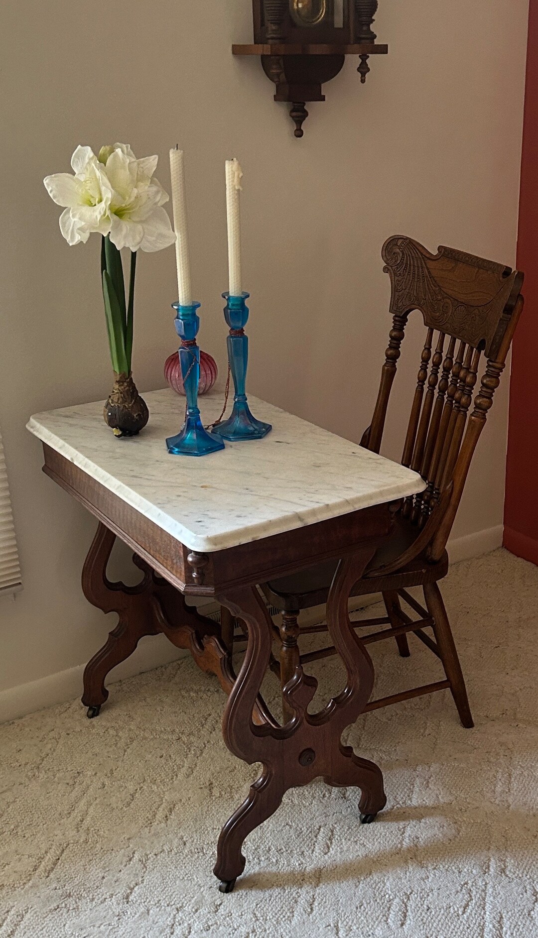 White Marble-topped Antique Writing Desk - Etsy