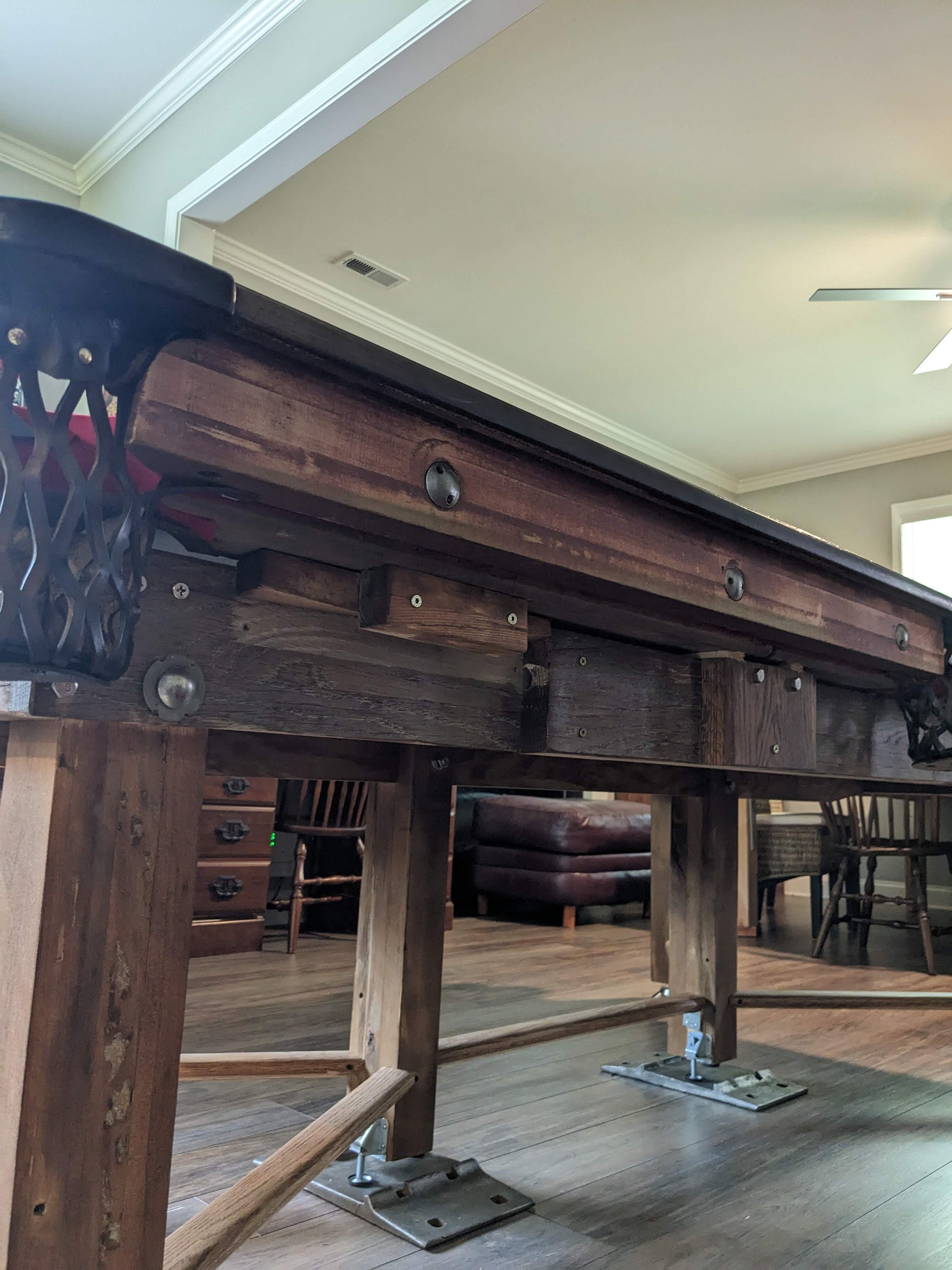 Pool Table Custom Handmade, Oak, Slate, Leather Pockets 8ft - Etsy