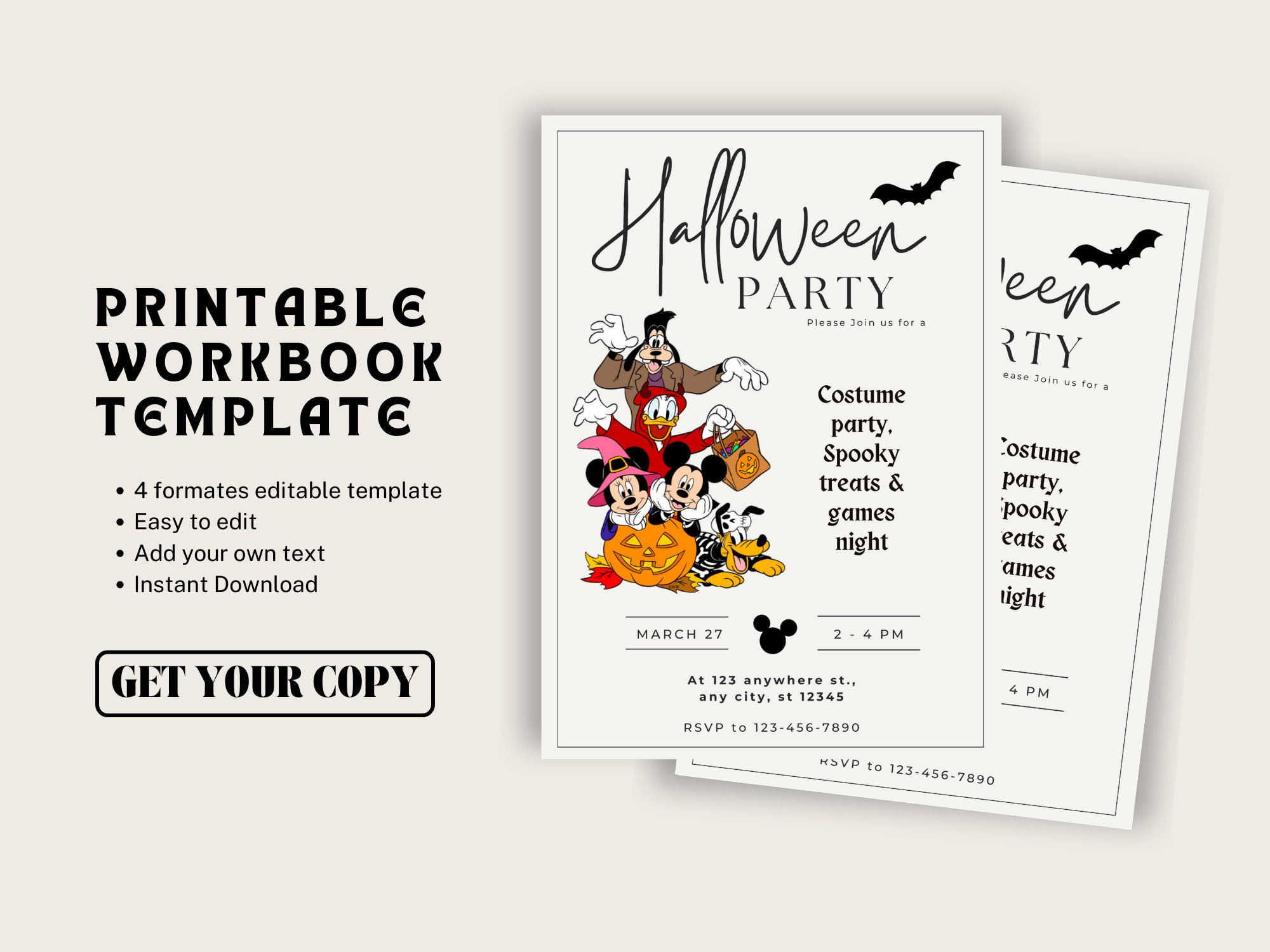 Mickey Mouse Halloween Party Invitation, Mickeymouse Halloween Theme ...