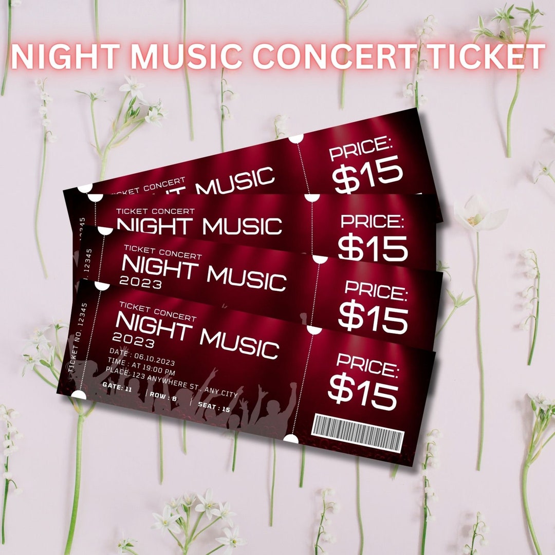 Editable Concert Ticket Template for Canva printable Gift - Etsy