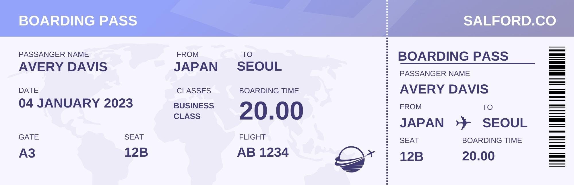 Editable Boarding Pass Template, Airline Ticket Canva, Printable ...