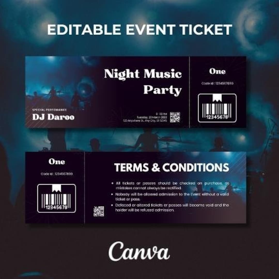 Éditbale Custom Printable Concert Ticket Gift Vouchers - Etsy