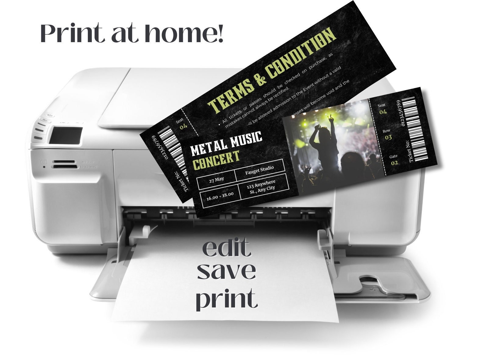 Editable Concert Ticket for Canva Template Printable Event - Etsy